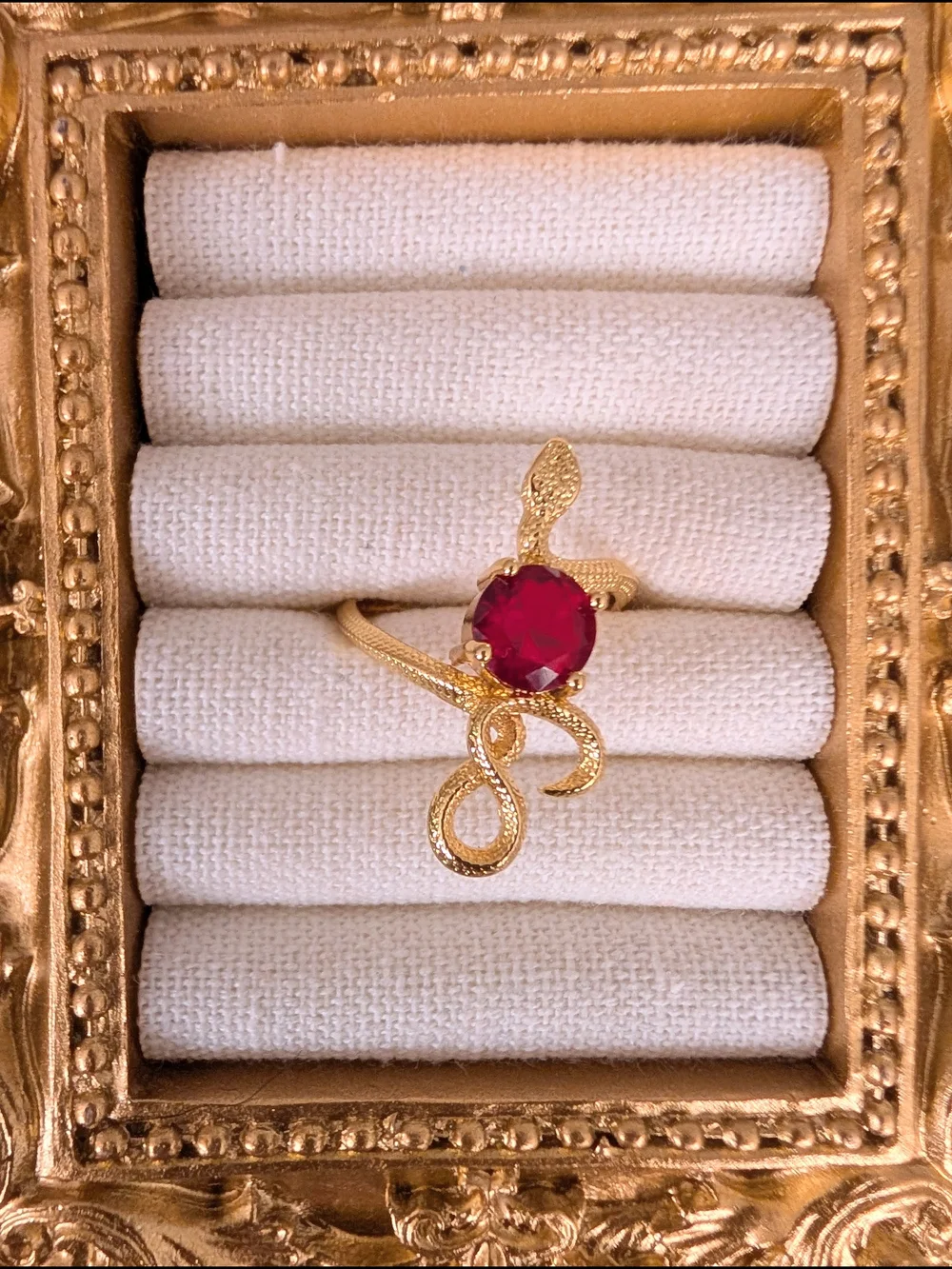 Jewelry | Flash Sale Gold Tone Snake Ring With Red Gem | Poshmark